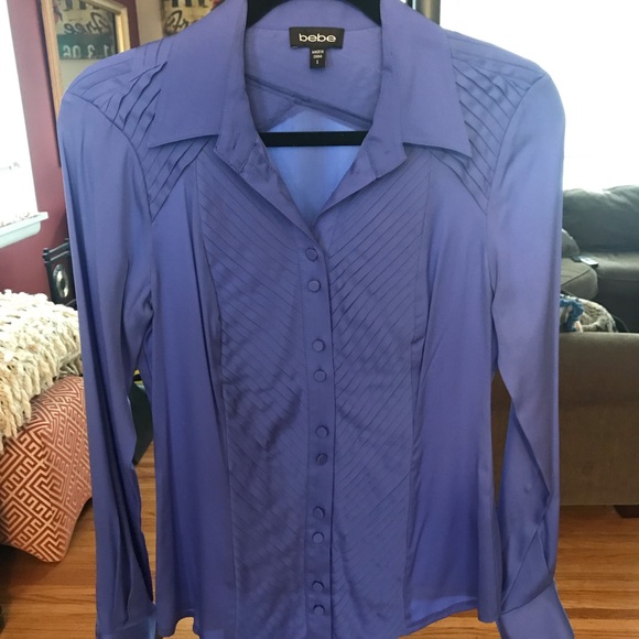 bebe | Tops | Small Bebe Blue Lavender Silk Blouse Nwot | Poshmark